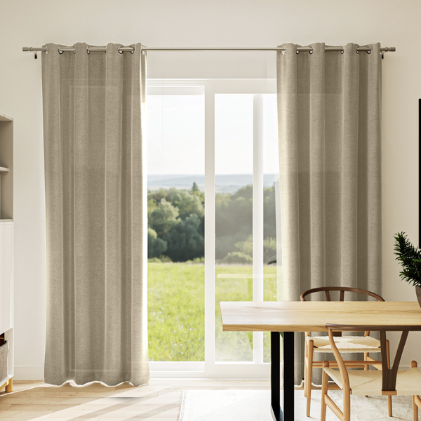 Rideau lin sur mesure naturel : tissu beige, blanc...
