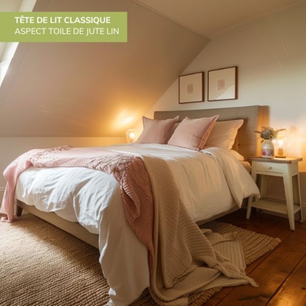 Tête de lit classique en toile de jute : tissu naturel et authentique
